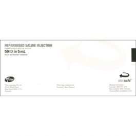 HEPARINISED SALINE INJ 50IU/5ML / 50 AMPS Yes Medical