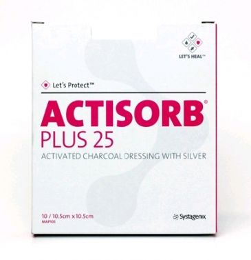 ACTISORB PLUS 25 CHARCOAL WITH SILVER DRESSING / 19CM X 10.5CM / BOX OF ...